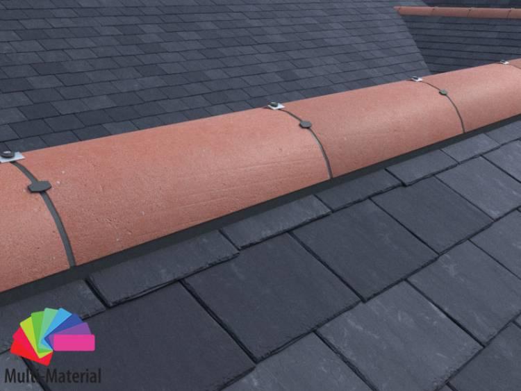 Half Round Ridge - Mechanical Fixing - RailClone library for 3ds Max