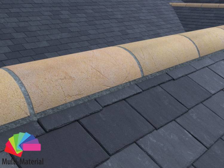 Half Round Ridge - Mortar Fixing - RailClone library for 3ds Max