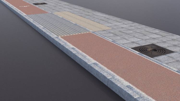 1 Flagstone Paving 2 + Red Cycle Lane + Basins - RailClone library for ...