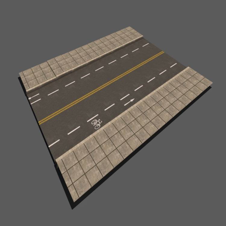 Street Road 18 - Double Bicycle Lane - RailClone library for 3ds Max